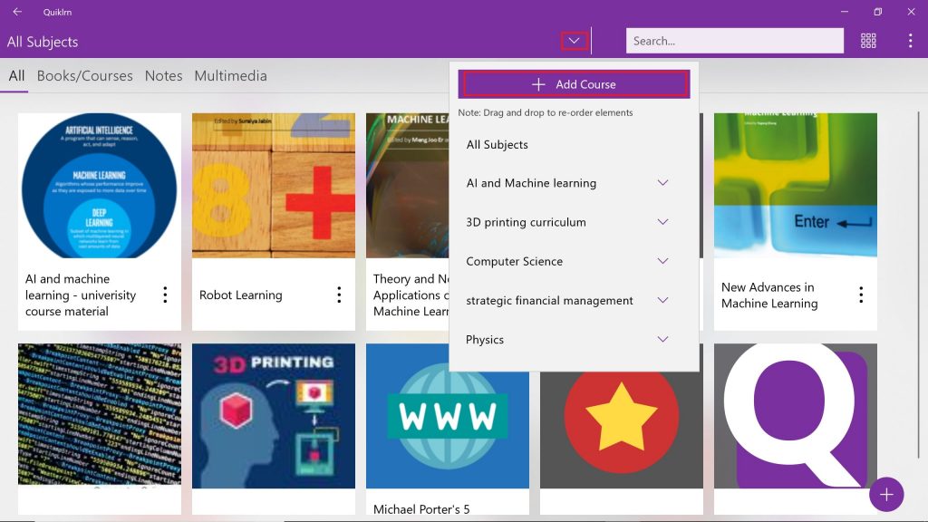 01: Add Book/Courses – Quiklrn